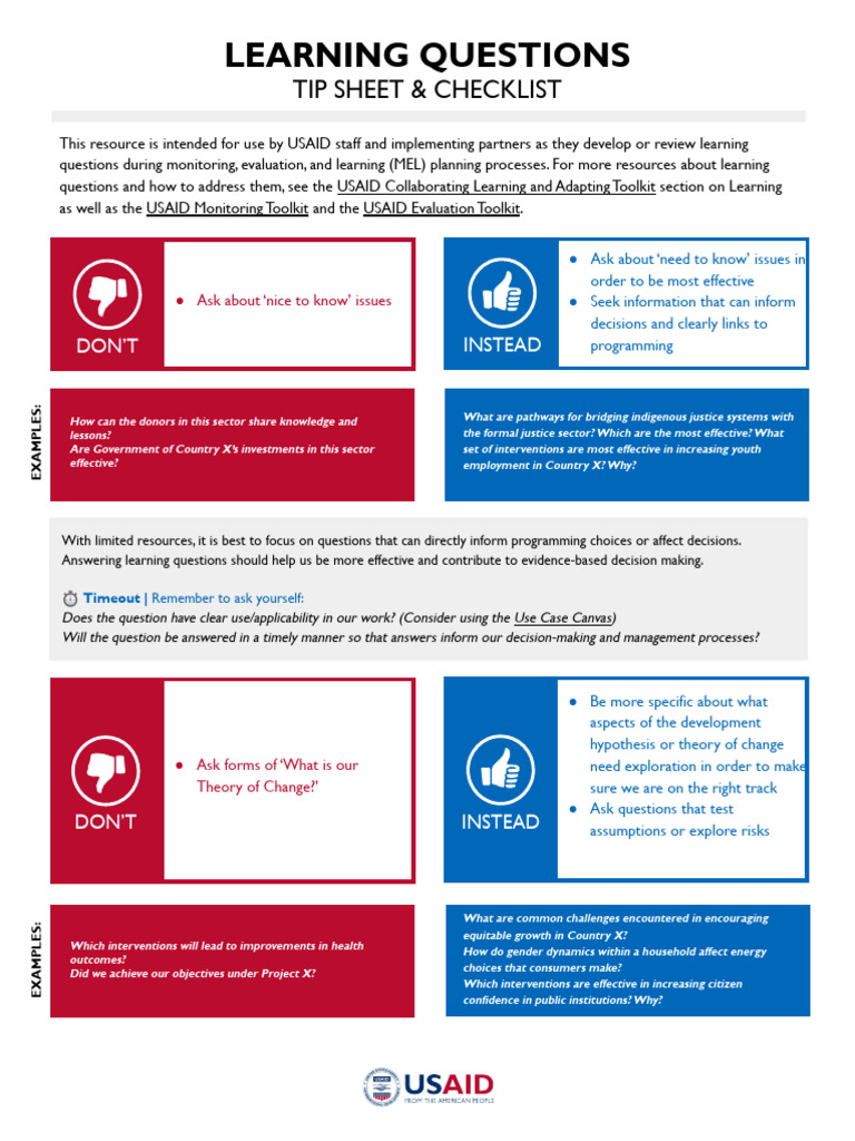 Learning Questions Tip Sheet Checklist | PDF | Hypothesis | Learning