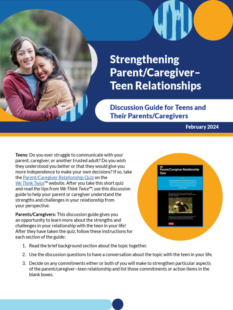 Strengthening Parent Caregiver Teen Relationships Discussion Guide | PDF | Adolescence | Caregiver