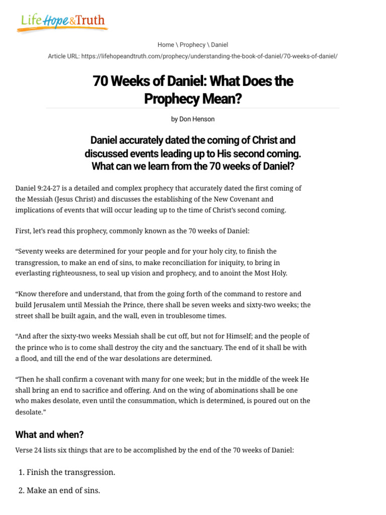 70 Weeks of Daniel | PDF | Book Of Daniel | Covenant (Biblical)