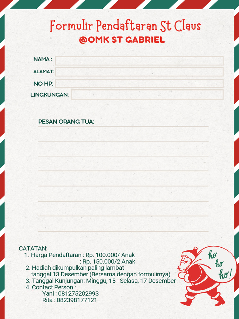 Red and Green Vintage Dear Santa Claus Letter | PDF