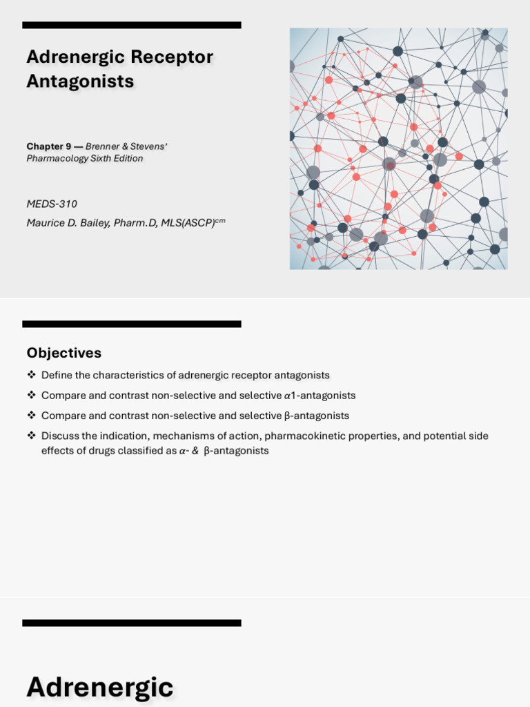 Adrenergic Receptor Antagonists (CHPT 9 SHORT) | PDF | Receptor Antagonist | Medical Specialties