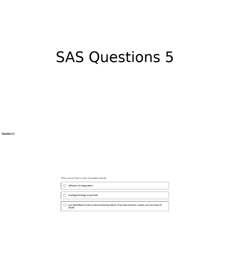 SAS Questions 5 | PDF
