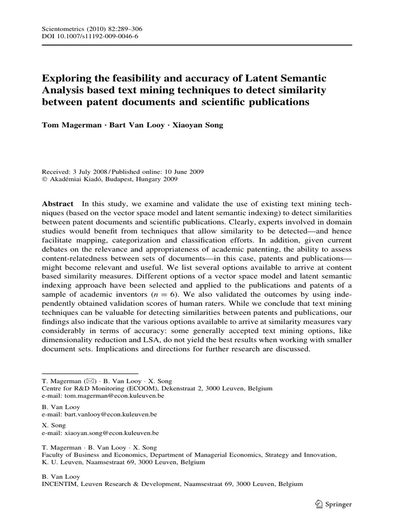 Exploring the feasibility and accuracy of Latent Semantic Analysis based text mining techniques ...