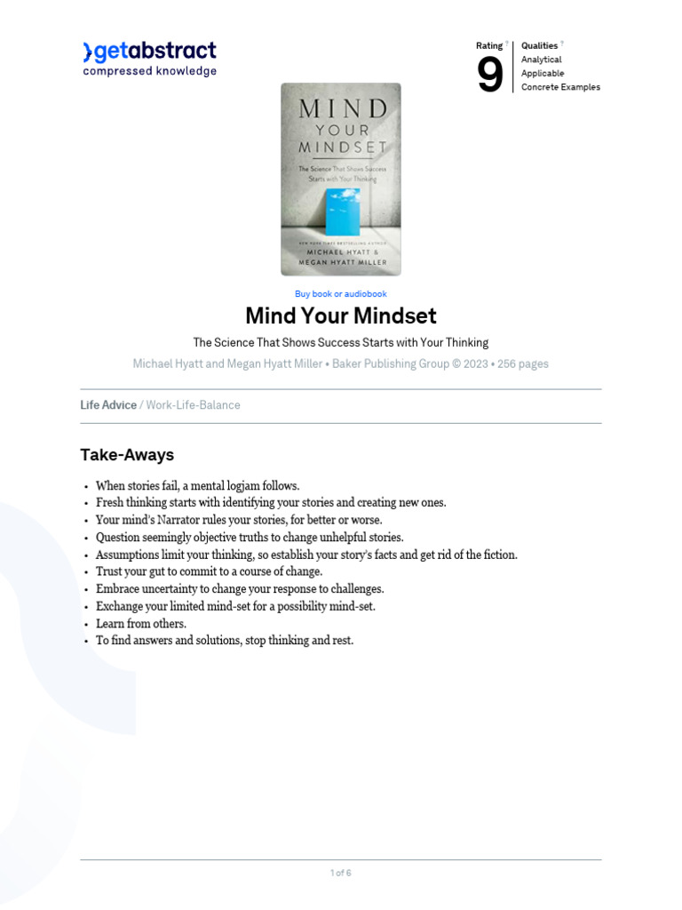 Mind Your Mindset Hyatt en 45637 | PDF | Thought | Intuition