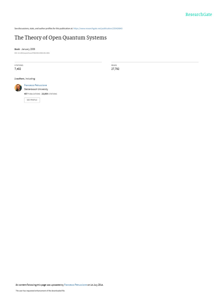 The_Theory_of_Open_Quantum_Systems | PDF | Hilbert Space | Scientific ...