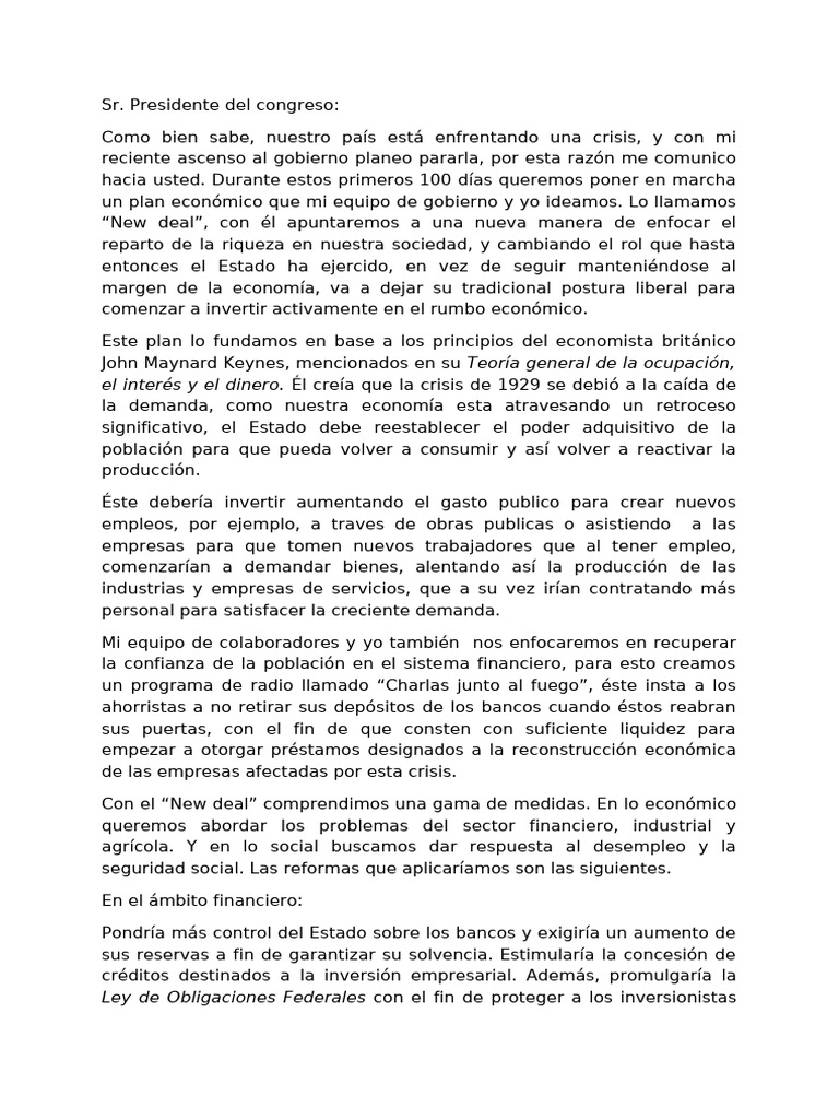 Discurso New Deal. 2 | PDF | Nuevo acuerdo | Macroeconómica