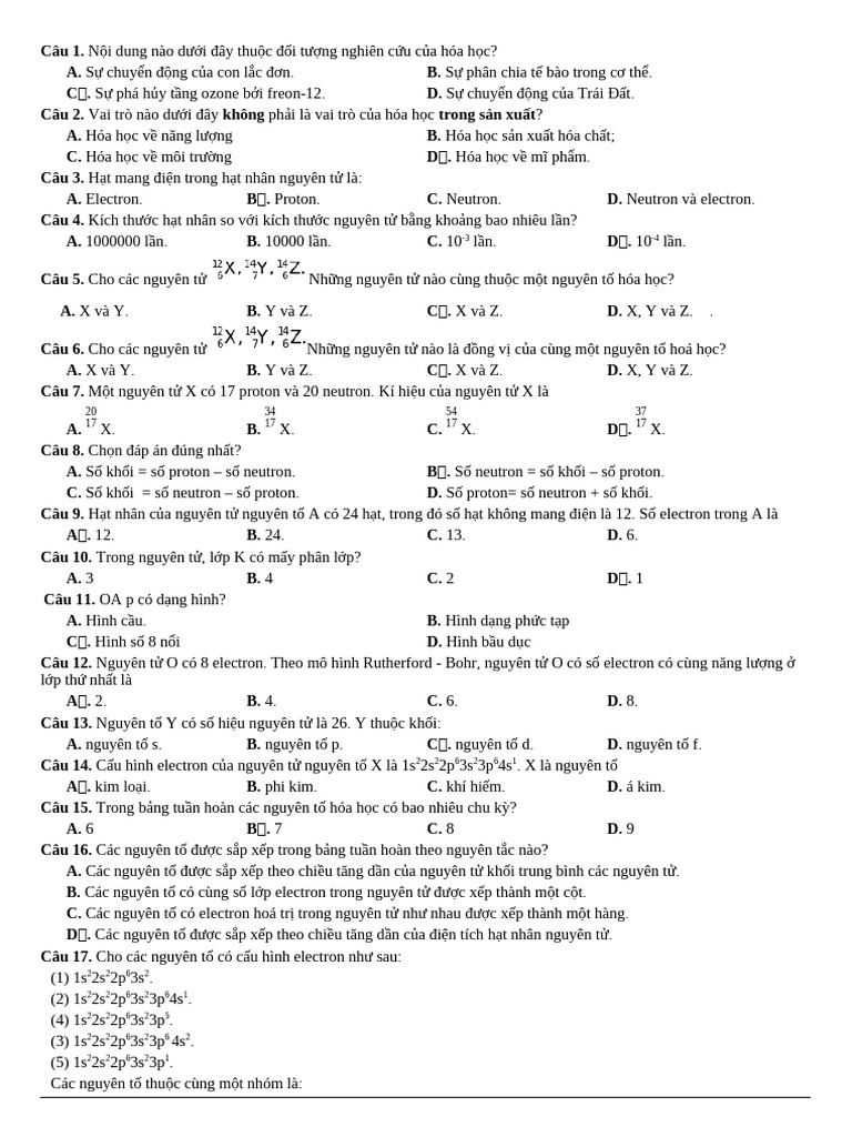 Đề Classroom Gkhi - Hóa 10 Chọn Thi | PDF