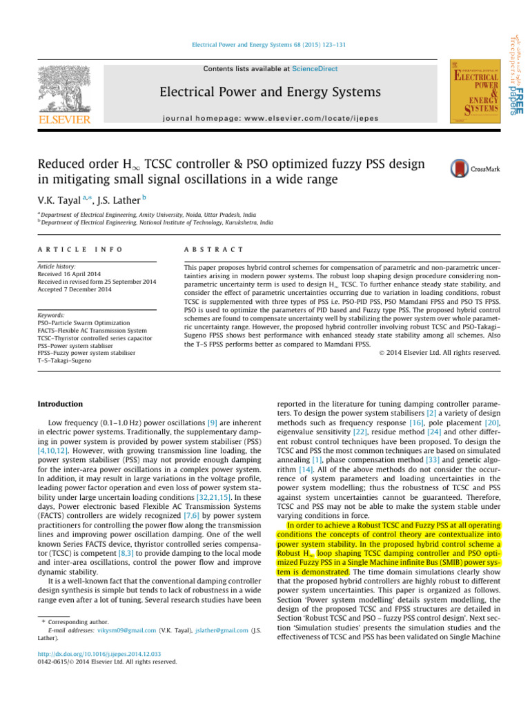 2015-Reduced-order-Hinf-TCSC-controller-PSO-optimized-fuzzy-PSS-design-in-mitigating-small ...