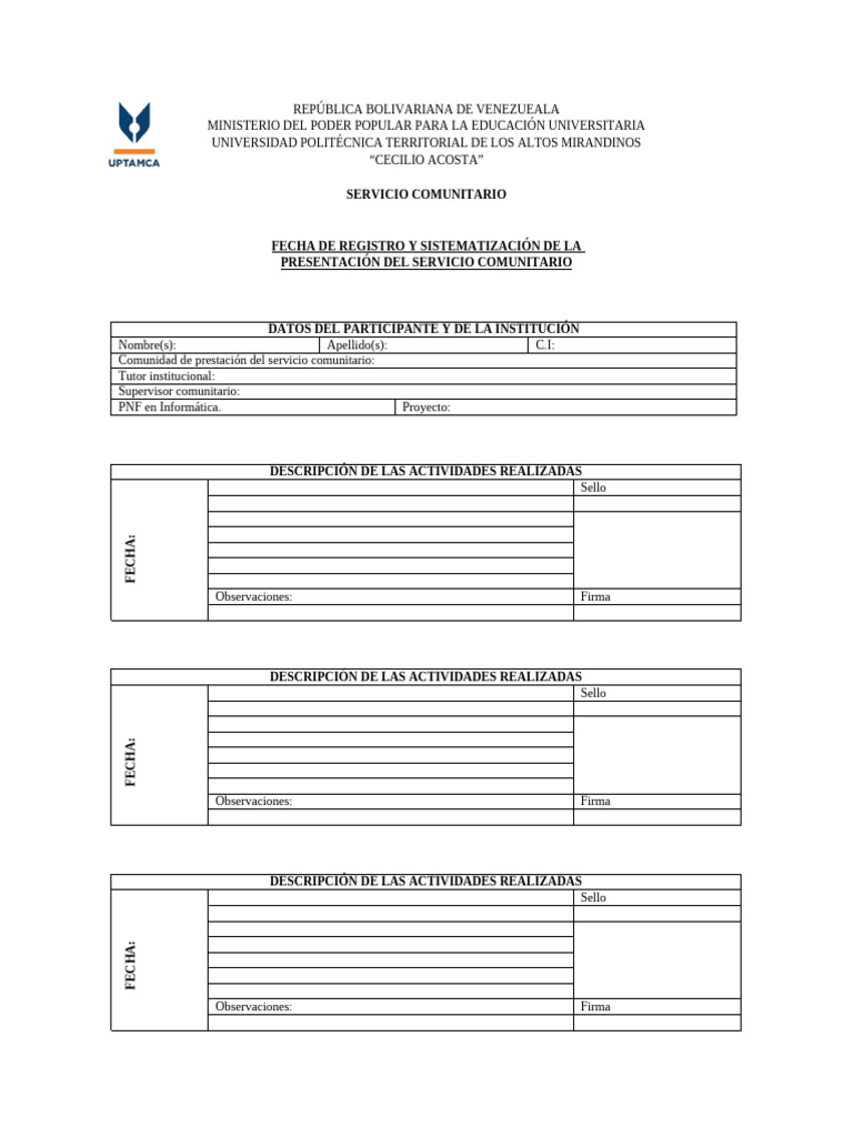 Plantilla de Registro de La Bitácora | PDF