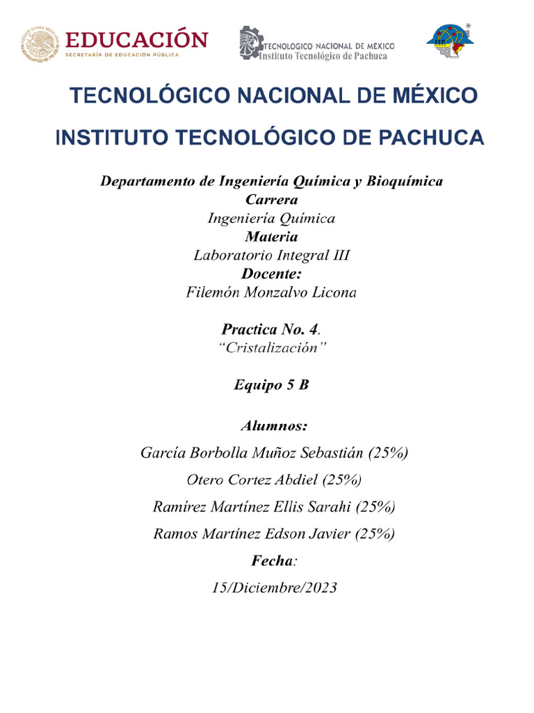 RT E05b P04-1 | PDF | Cristalización | Solubilidad