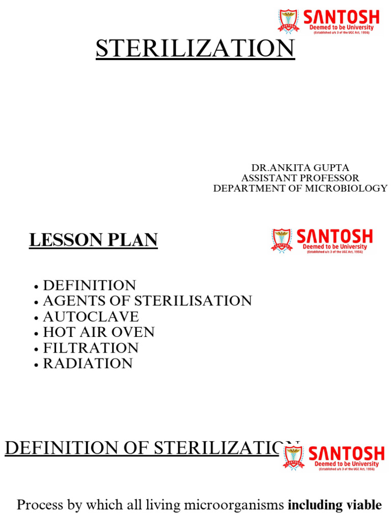 STERILISATION .PPTX - 20241108 - 210332 - 0000 | PDF | Sterilization (Microbiology) | Disinfectant