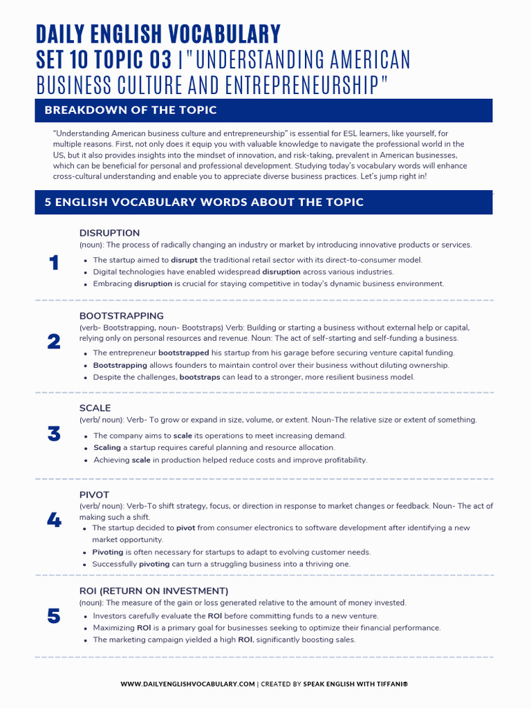 Set 10 Topic 03: - "Understanding American Business Culture and ...