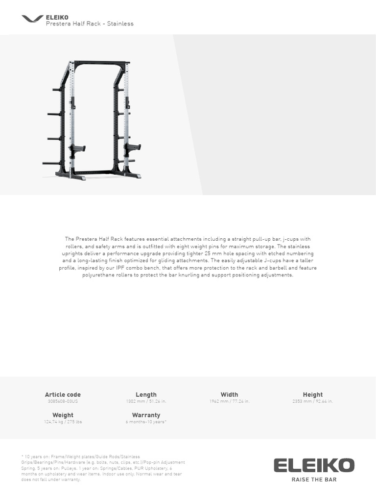 product-sheet-eleiko-prestera-half-rack-stainless | PDF
