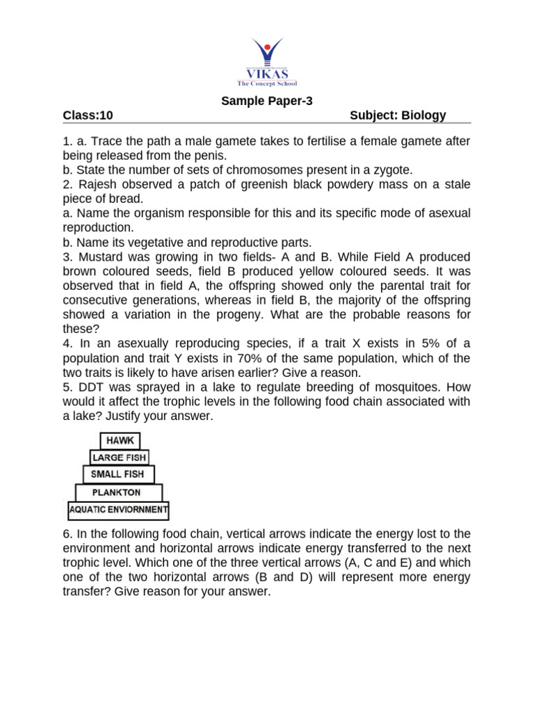 Class 10 - Biology - Sample Papers-3&4 | PDF | Atrium (Heart) | Heart