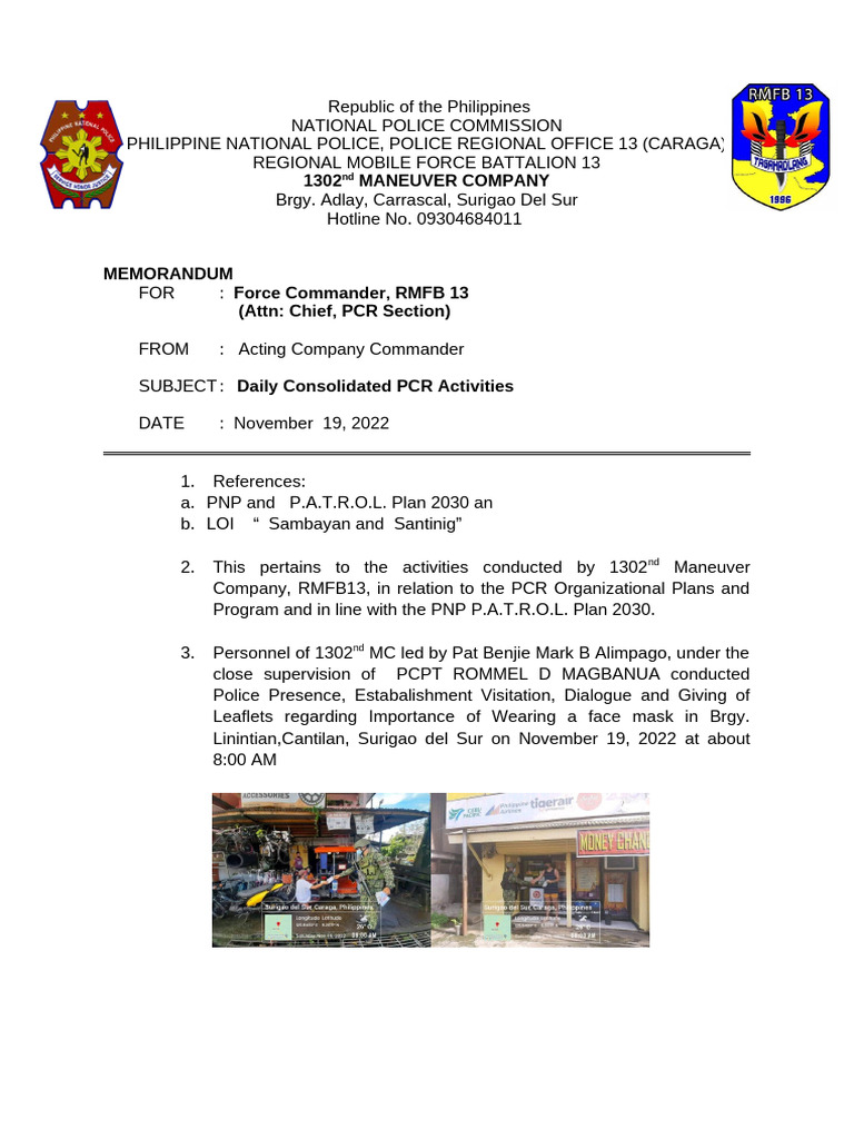 Daily PCR Activities Report - Nov 2022 | PDF