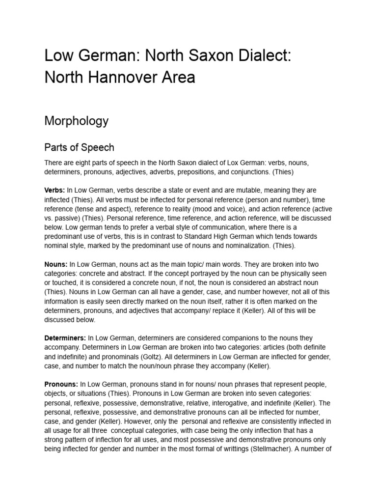 Low German - North Saxon Dialect - North Hannover Area | PDF ...