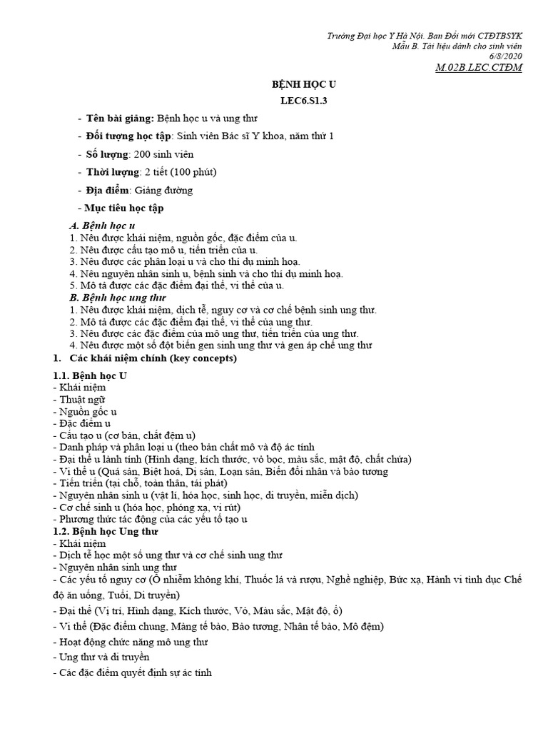 2. 2B. LEC6.S1.3 U VÀ UNG THƯ | PDF