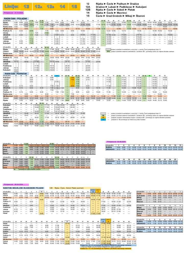 Rijeka-Platak Bus Schedule | PDF