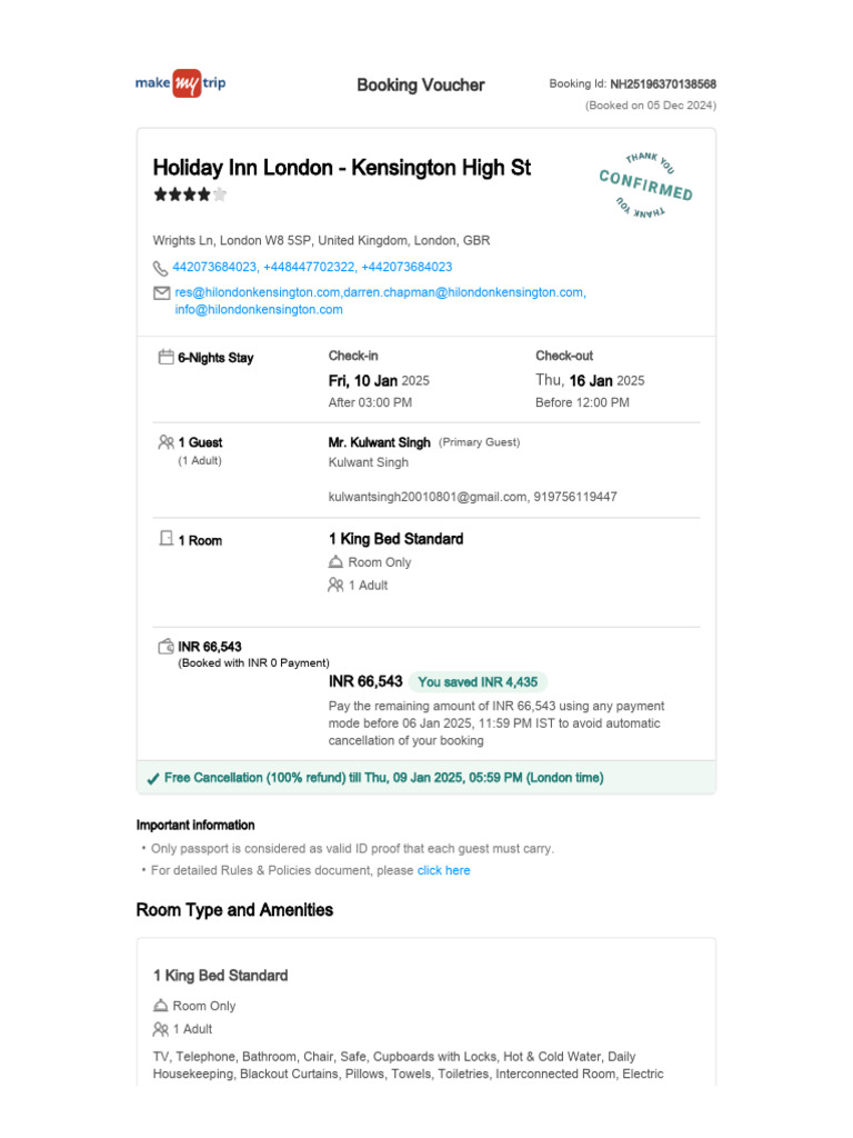 Booking Confirmation Voucher | PDF | Credit Card