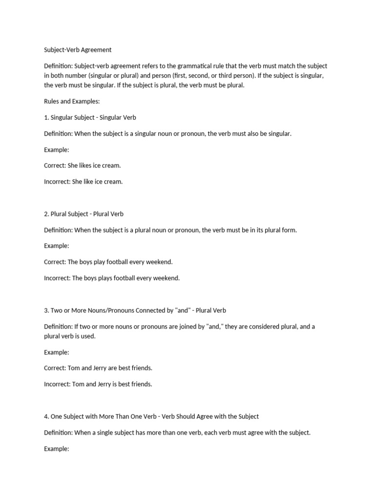 Subject Verb Agreement | PDF