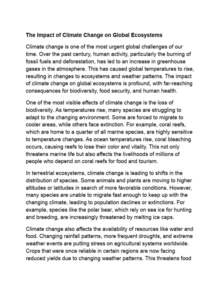 The Impact of Climate Change On Global Ecosystems | PDF | Climate ...