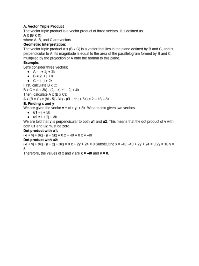 A. Explain vectors triple product with examples.__.. | PDF