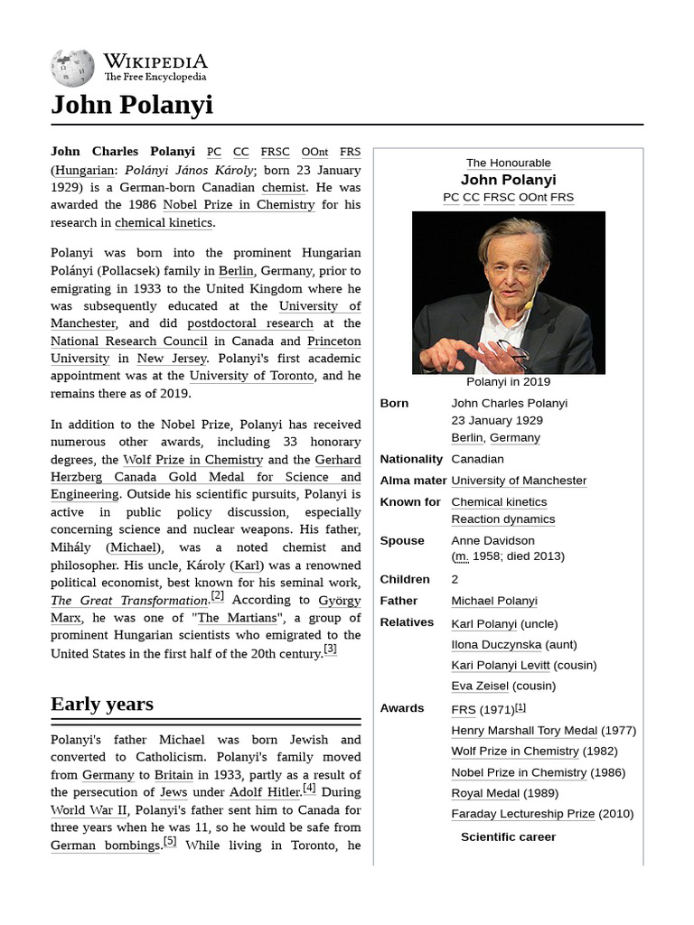 John_Polanyi | PDF | Physical Sciences | Chemistry