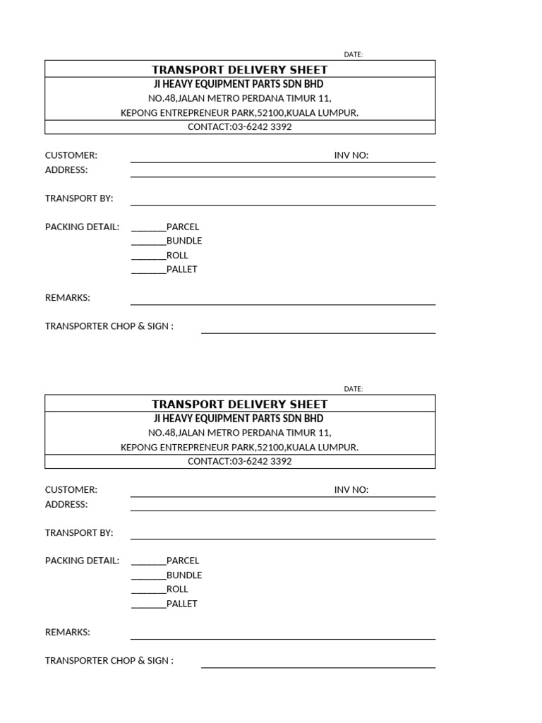 Transport Sheet-Ji Heavy | PDF