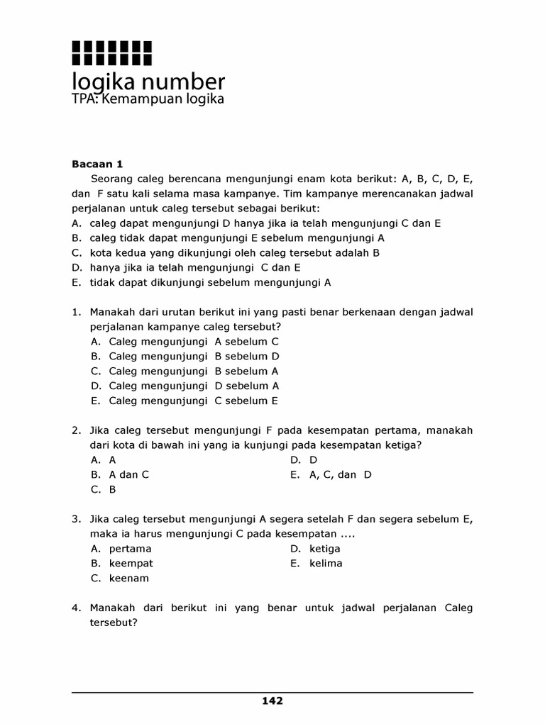 Logika Number - Latihan Soal | PDF