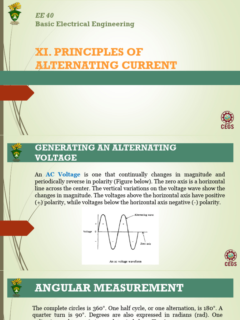 Lecture Notes 11 Principles of Alternating Current | PDF | Frequency ...