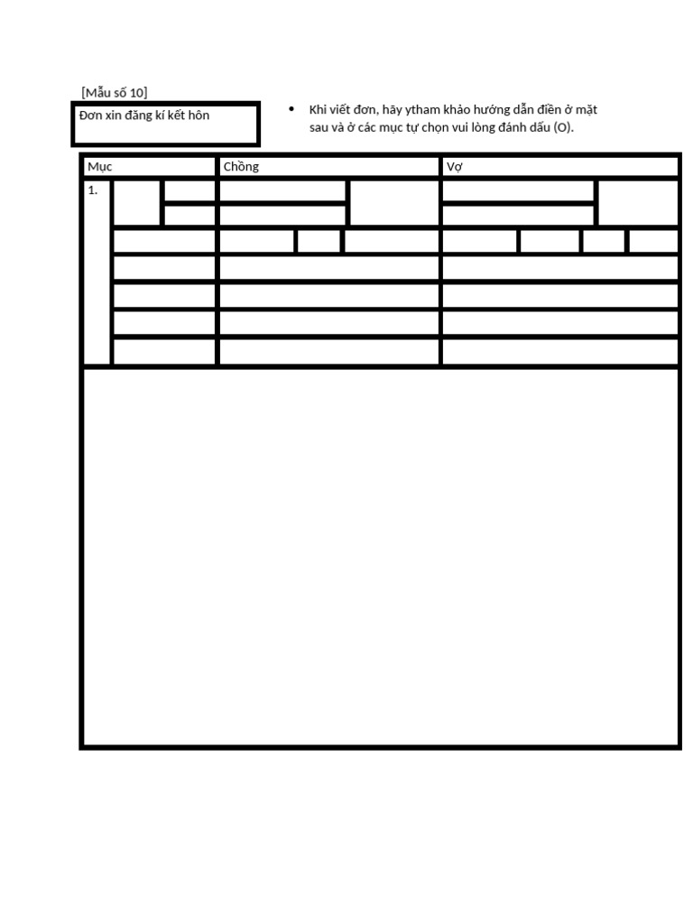 Đơn Xin Đăng Kí Kết Hôn - BD HCVP | PDF