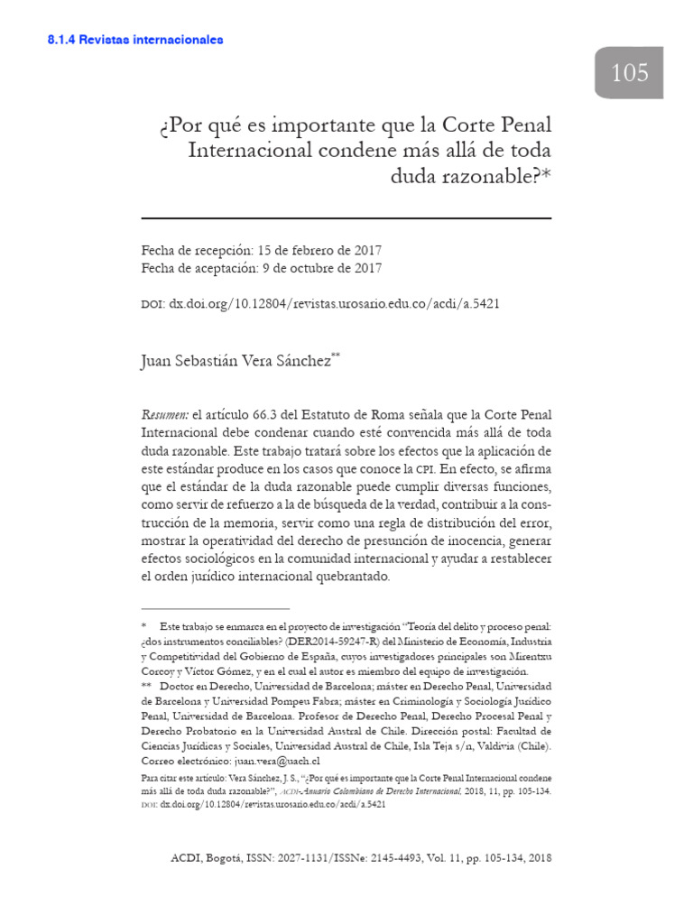 Importancia de la duda razonable en la CPI | PDF | Verdad | Corte ...