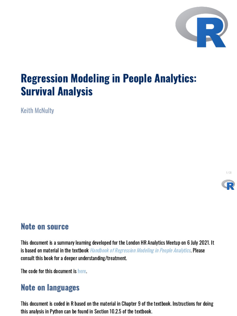 Survival Analysis in R Tutorial 1688044180 | PDF | Regression Analysis | Logistic Regression