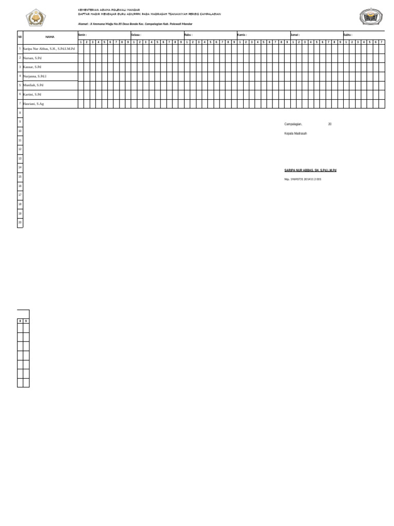 Absen Guru Dan Staf | PDF