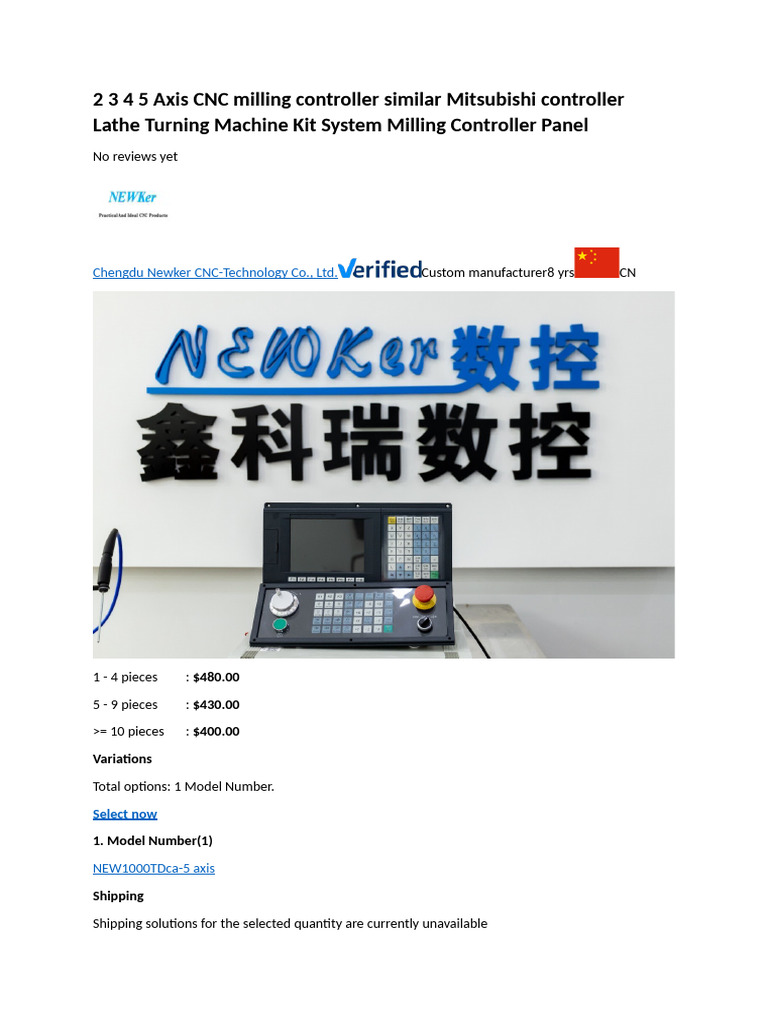 2 3 4 5 Axis CNC Milling Controller Similar Mitsubishi Controller Lathe ...