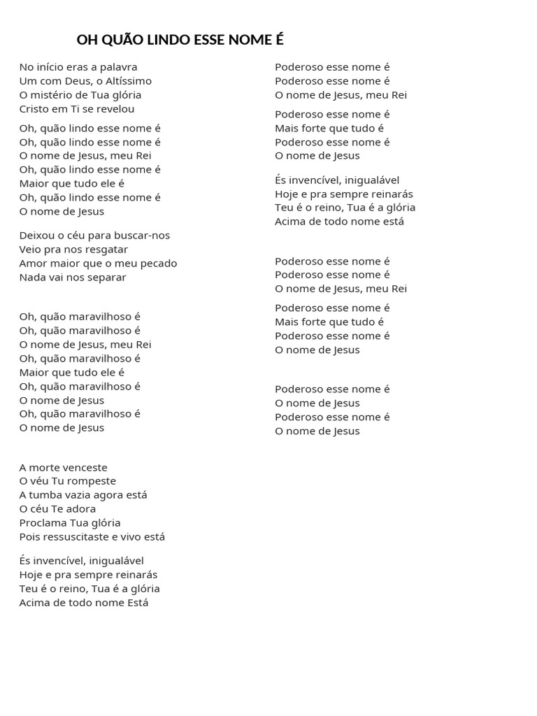 Oh Quao Lindo Esse Nome | PDF