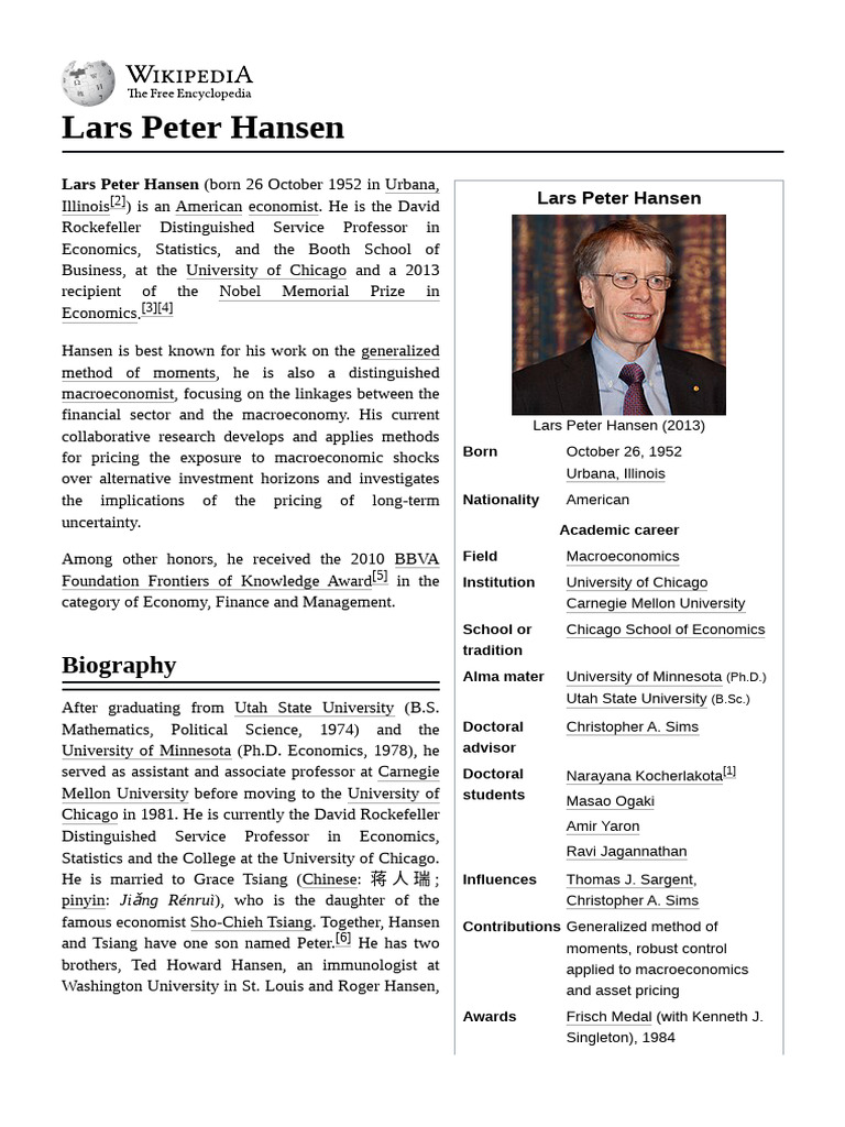Lars_Peter_Hansen | PDF | Economies | Economics