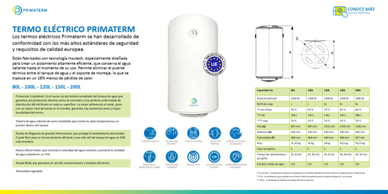 Termos Primaterm - Ficha Tecnica - 2024 | PDF | Revestimiento | Acero