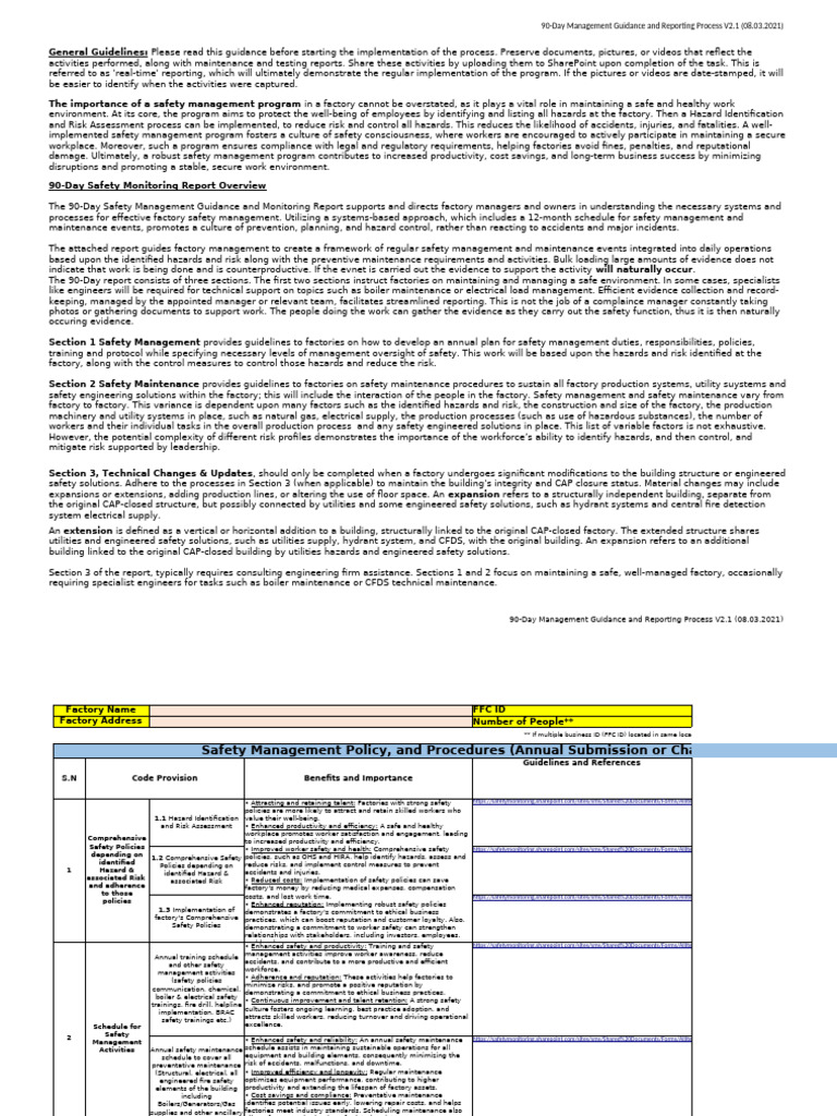 90-Day Safety Management Guidance and Monitoring Report V 2.15 1 | PDF ...