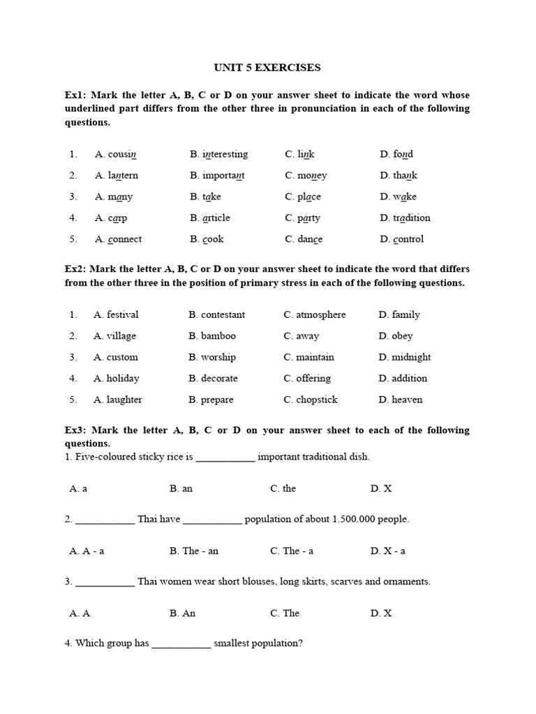 Unit 5 Exercises: Pronunciation and Grammar | PDF | Gift