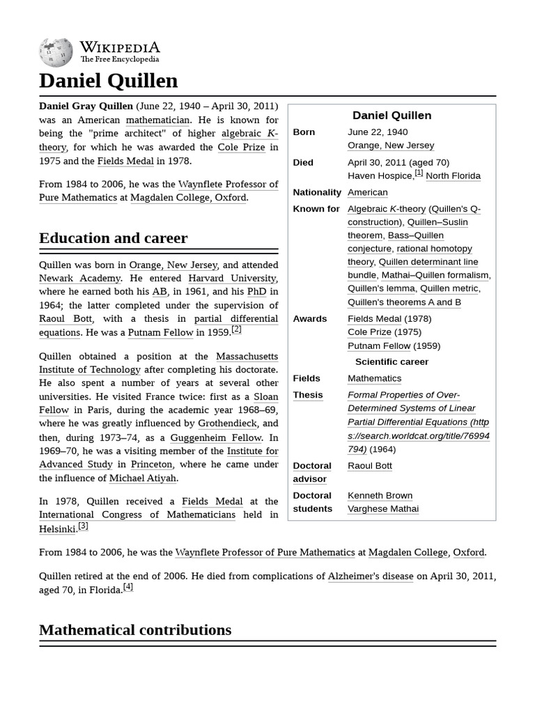 Daniel_Quillen | PDF | Algebra | Geometry