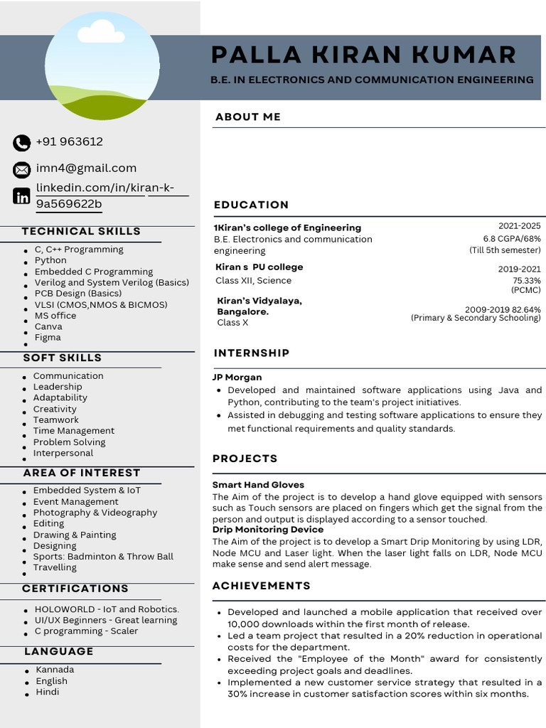 Kiran Modern Resume (1) - 2 | PDF | Internet Of Things | Computer Engineering