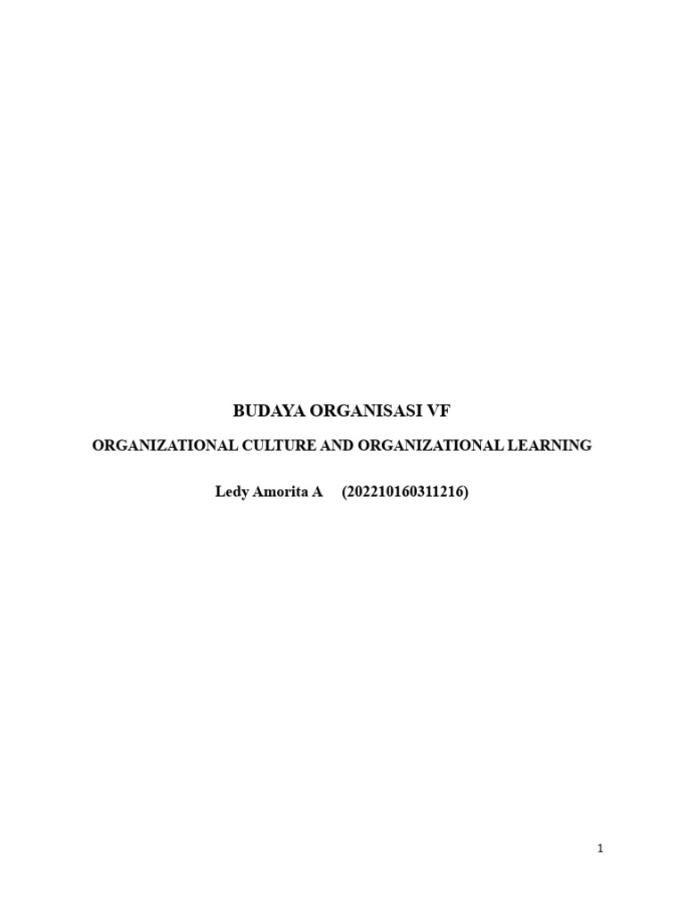 Organizational Culture and Organizational Learning | PDF