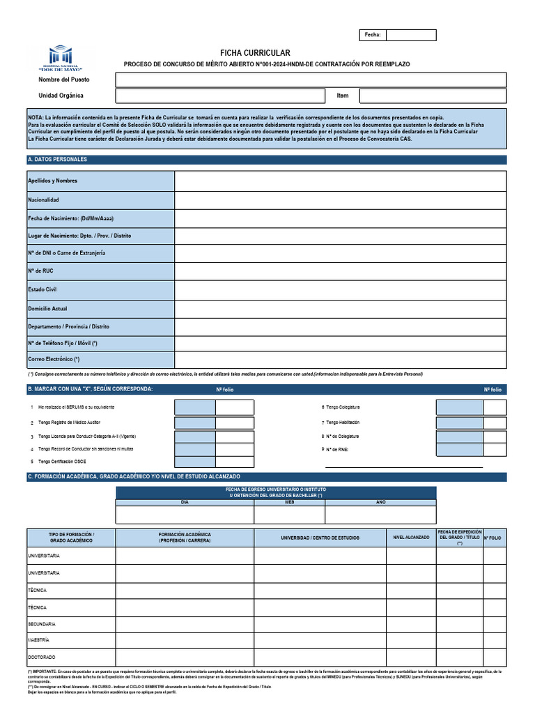 Anexo 02 - Ficha Curricular | PDF