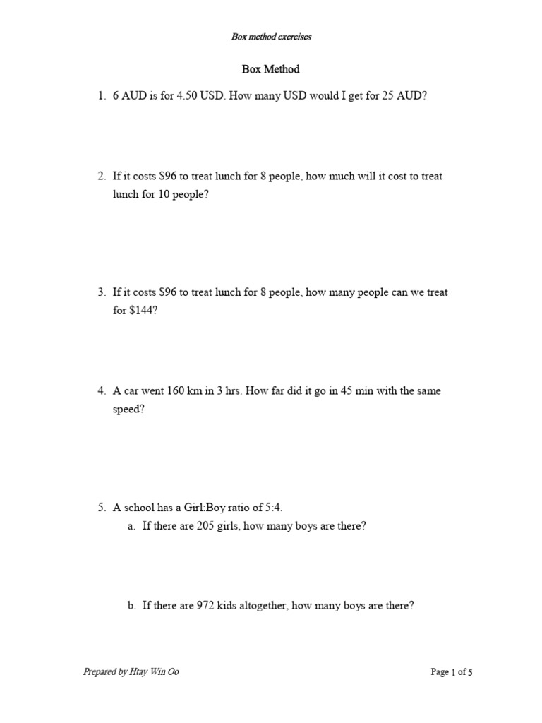 Box Method Exercises - Q | PDF
