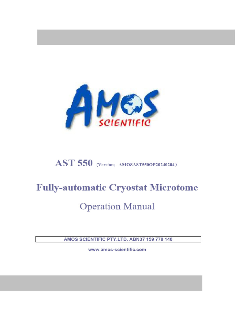 Fully Automatic Cryostat Microtome Operation Manual Ast 550 | PDF ...