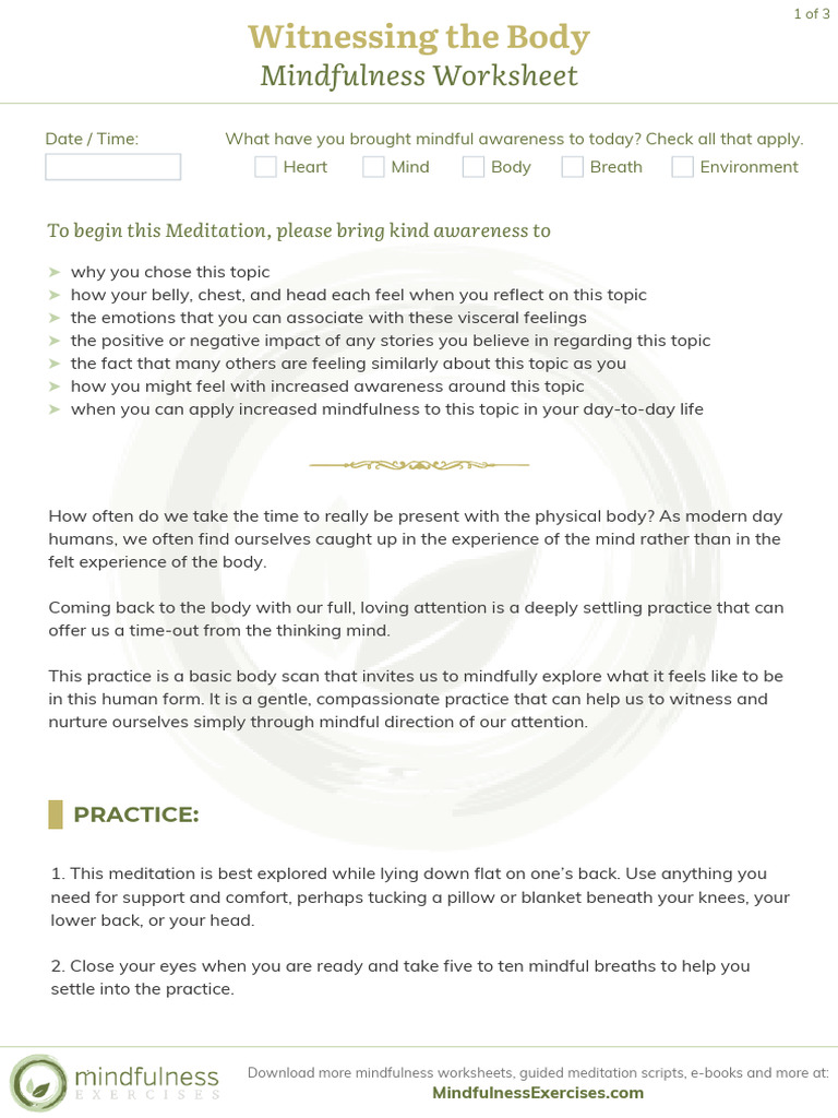 Witnessing The Body | PDF | Mindfulness | Meditation