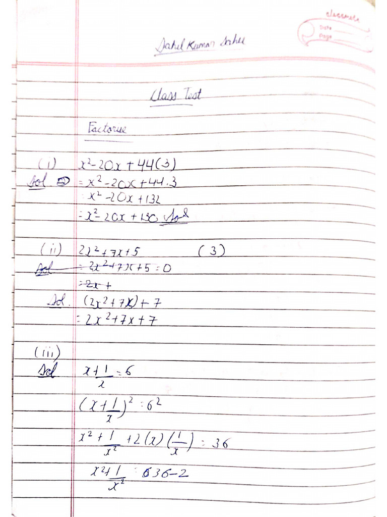 SAHIL SAHU CLASS TEST MATHgsjtakys | PDF