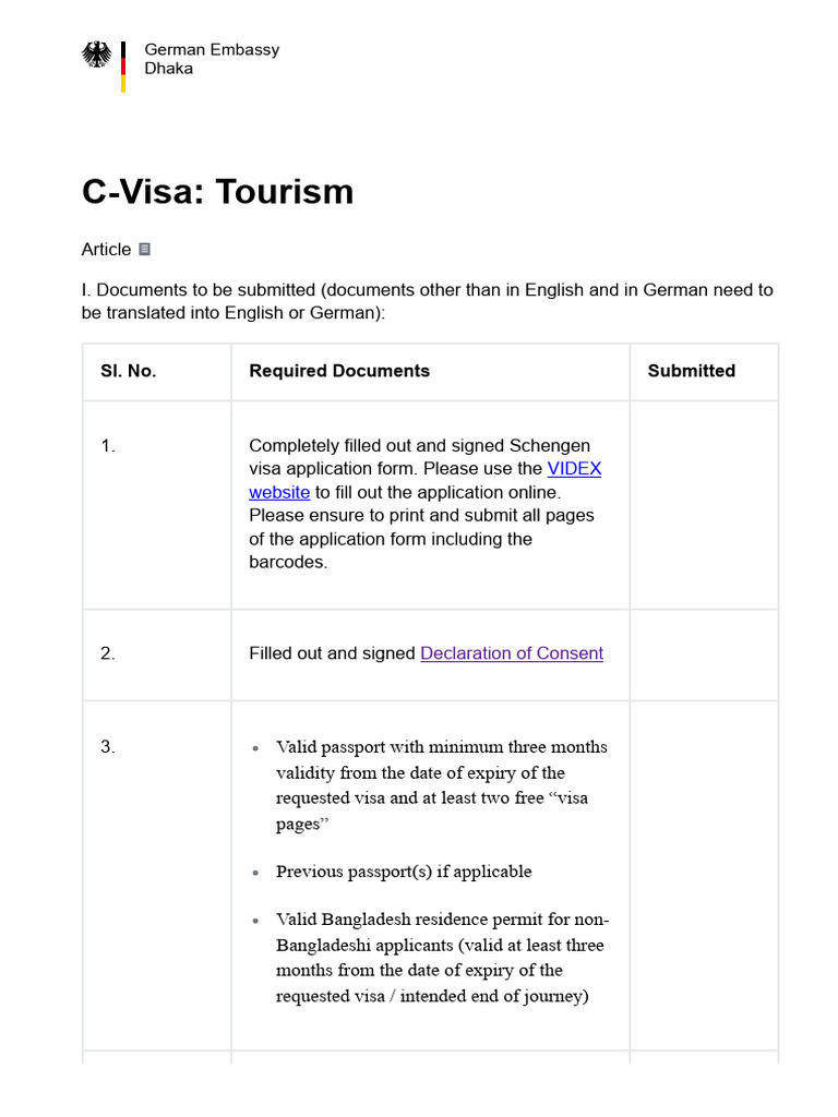 Schengen checklist | PDF | Travel Visa | Passport