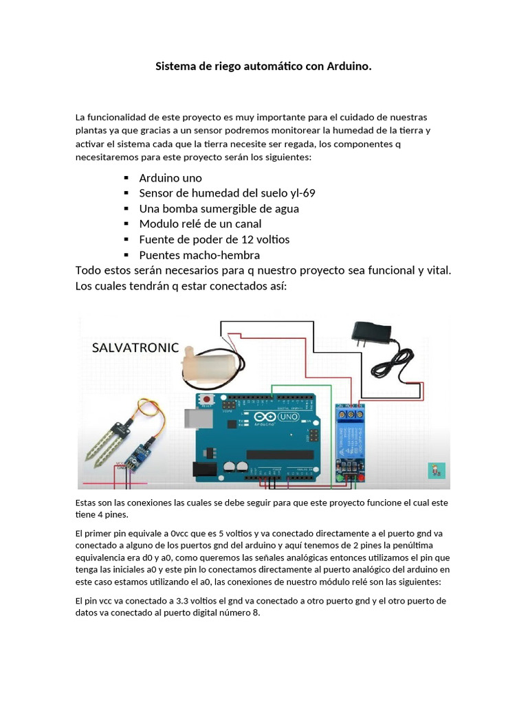Sistema de Riego Automático Con Arduino | PDF | Relé | Arduino